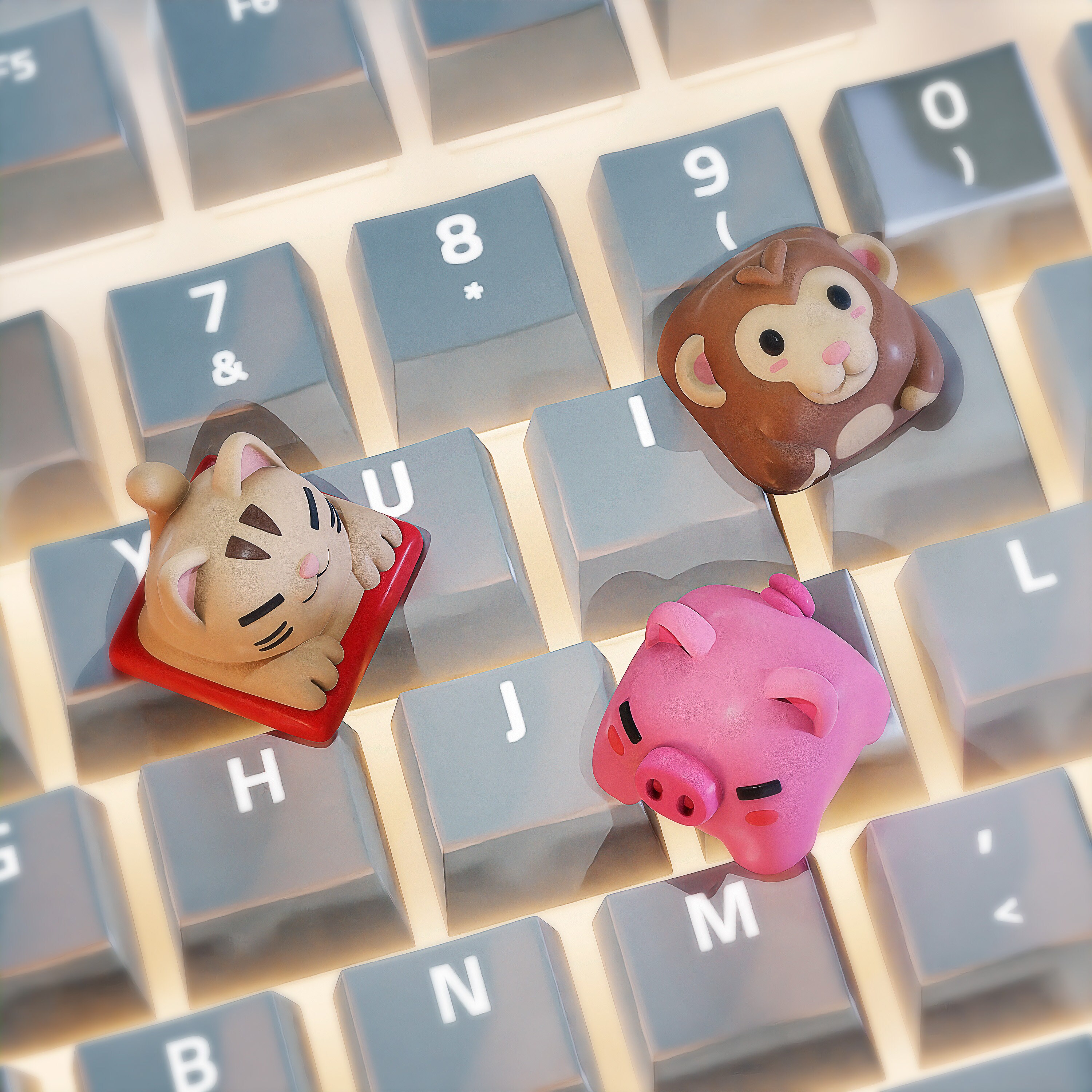 Cute Animals Keycaps, Custom Handmade Artisan Keycaps, Cute Keycaps for ...