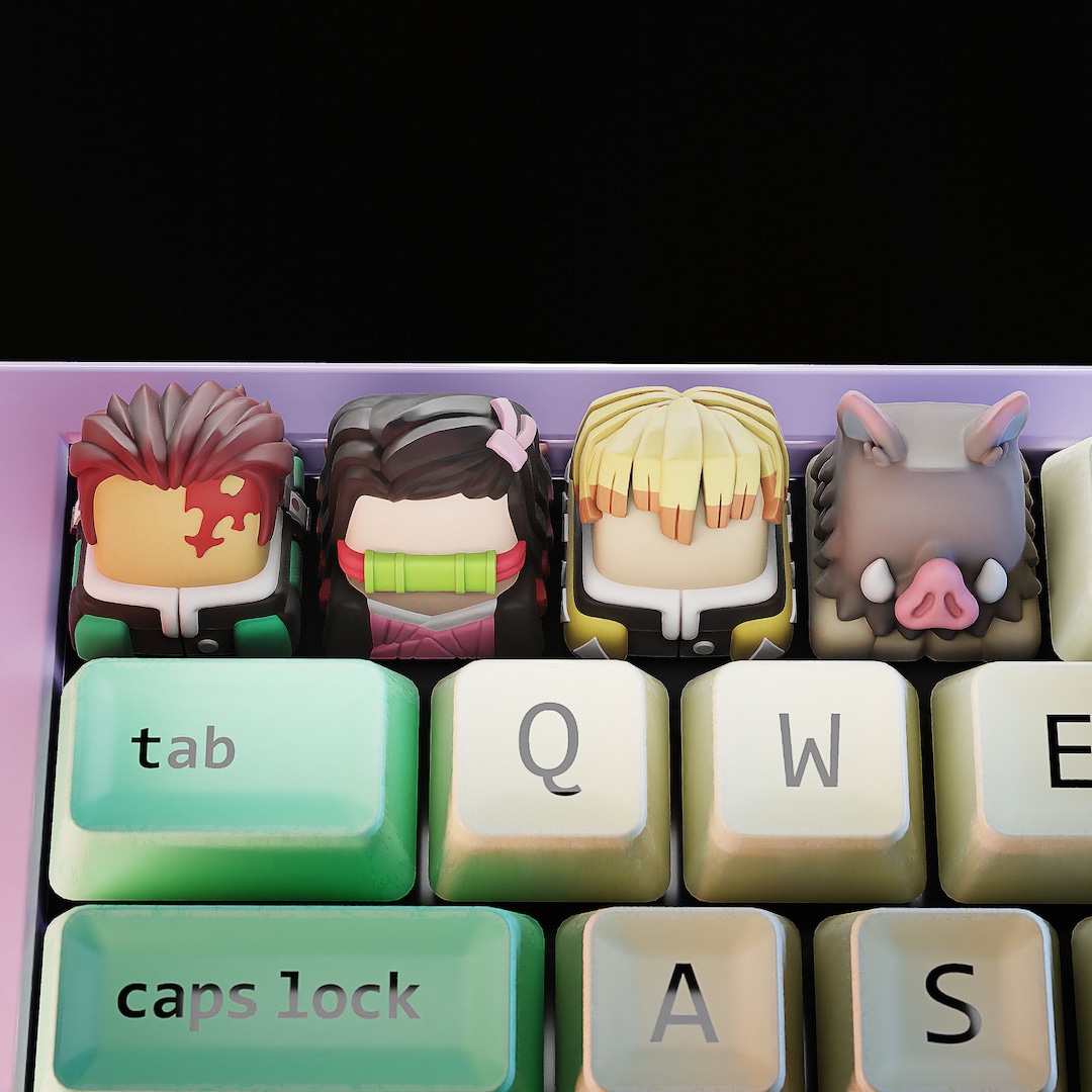 Demon Slayer Keycaps, Tanjiro, Nezuko, Zenitsu, Inosuke, Japanese Anime ...