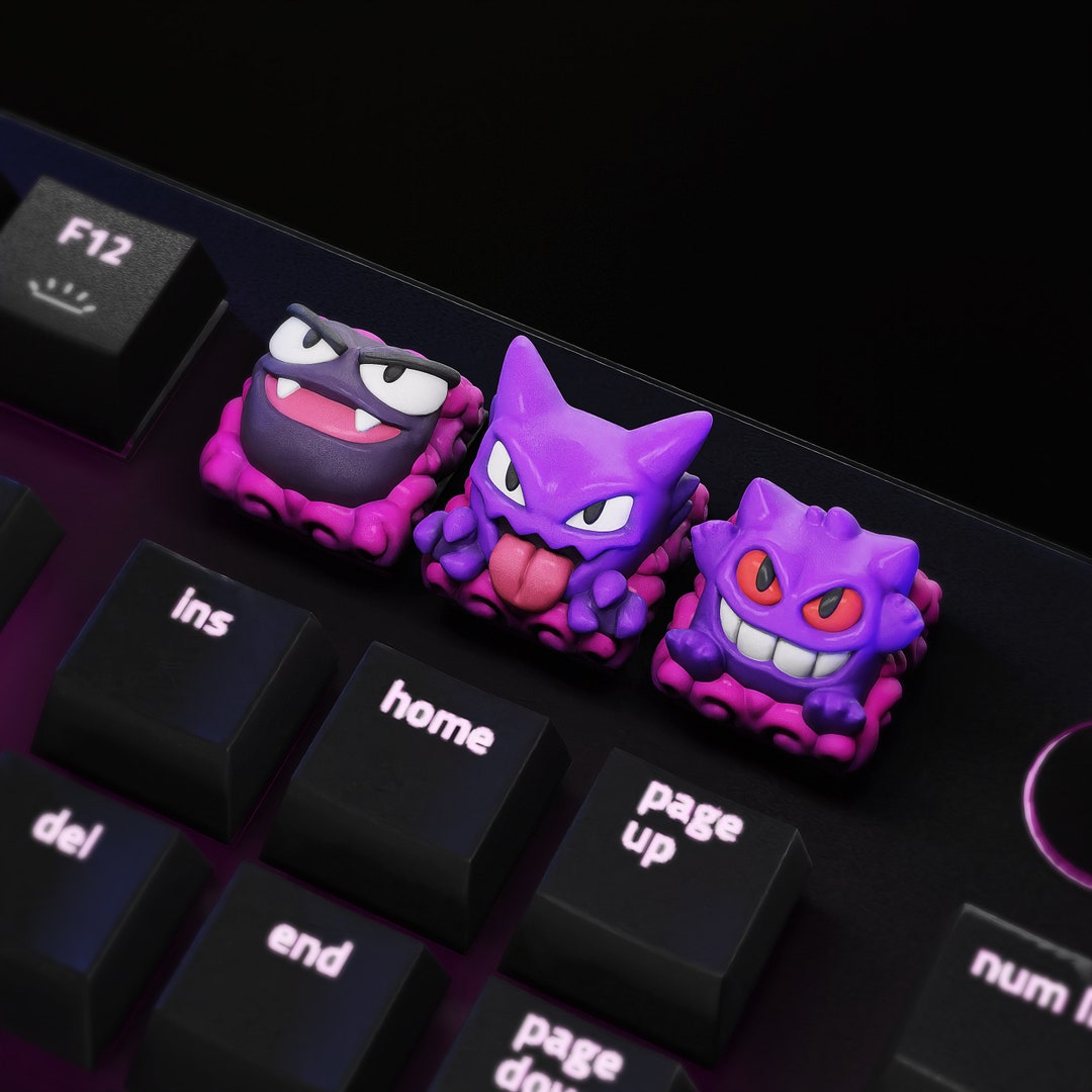 Gengar Pokemon Keycaps, Custom Handmade Artisan Keycaps, Anime Keycaps ...