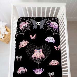 Creepy Cute Comfort: Goth Spider Minky Fitted Crib Sheet, Gothic ...