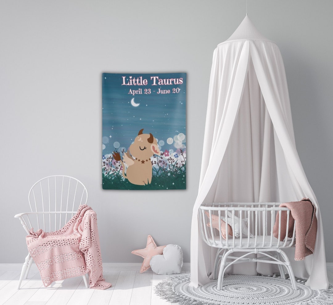 Taurus Baby Calf Zodiac Wall Tapestry, Boho Nursery Decor, Taurus Kid's ...