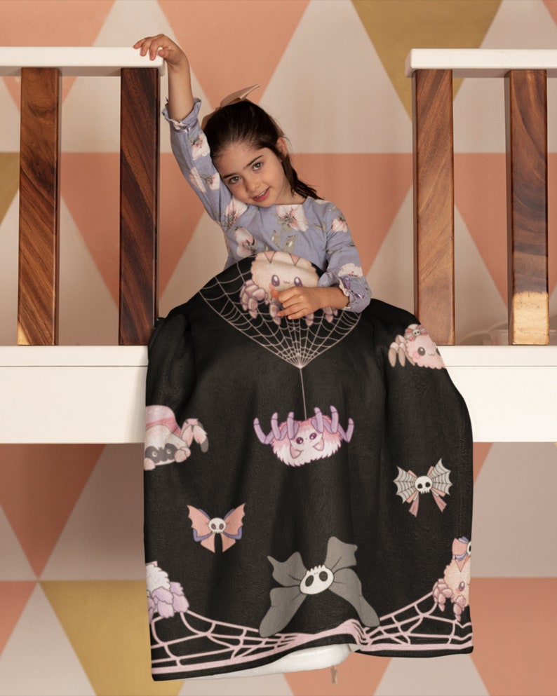 Creepy Cute Comfort: Goth Spider Minky Baby Blanket for Your ...
