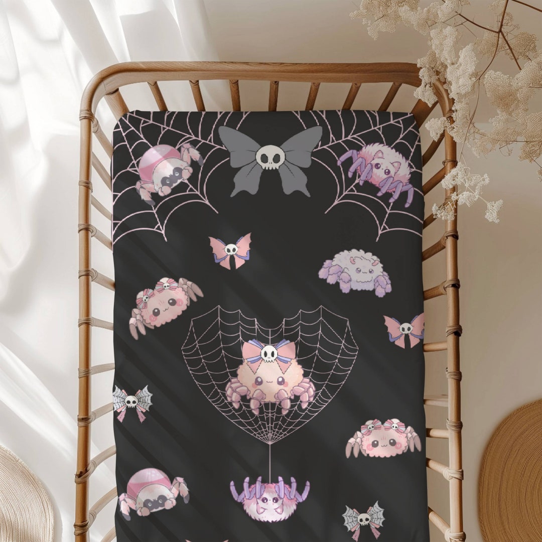 Creepy Cute Comfort: Goth Spider Minky Fitted Crib Sheet, Gothic ...