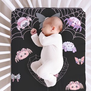 Creepy Cute Comfort: Goth Spider Minky Fitted Crib Sheet, Gothic ...