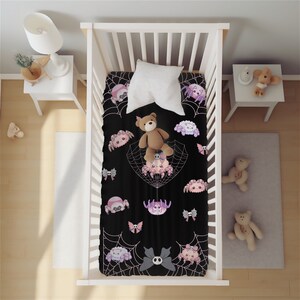 Creepy Cute Comfort: Goth Spider Minky Fitted Crib Sheet, Gothic ...