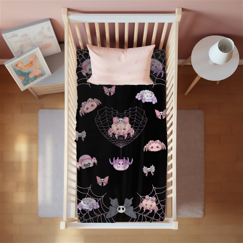 Creepy Cute Comfort: Goth Spider Minky Fitted Crib Sheet, Gothic ...