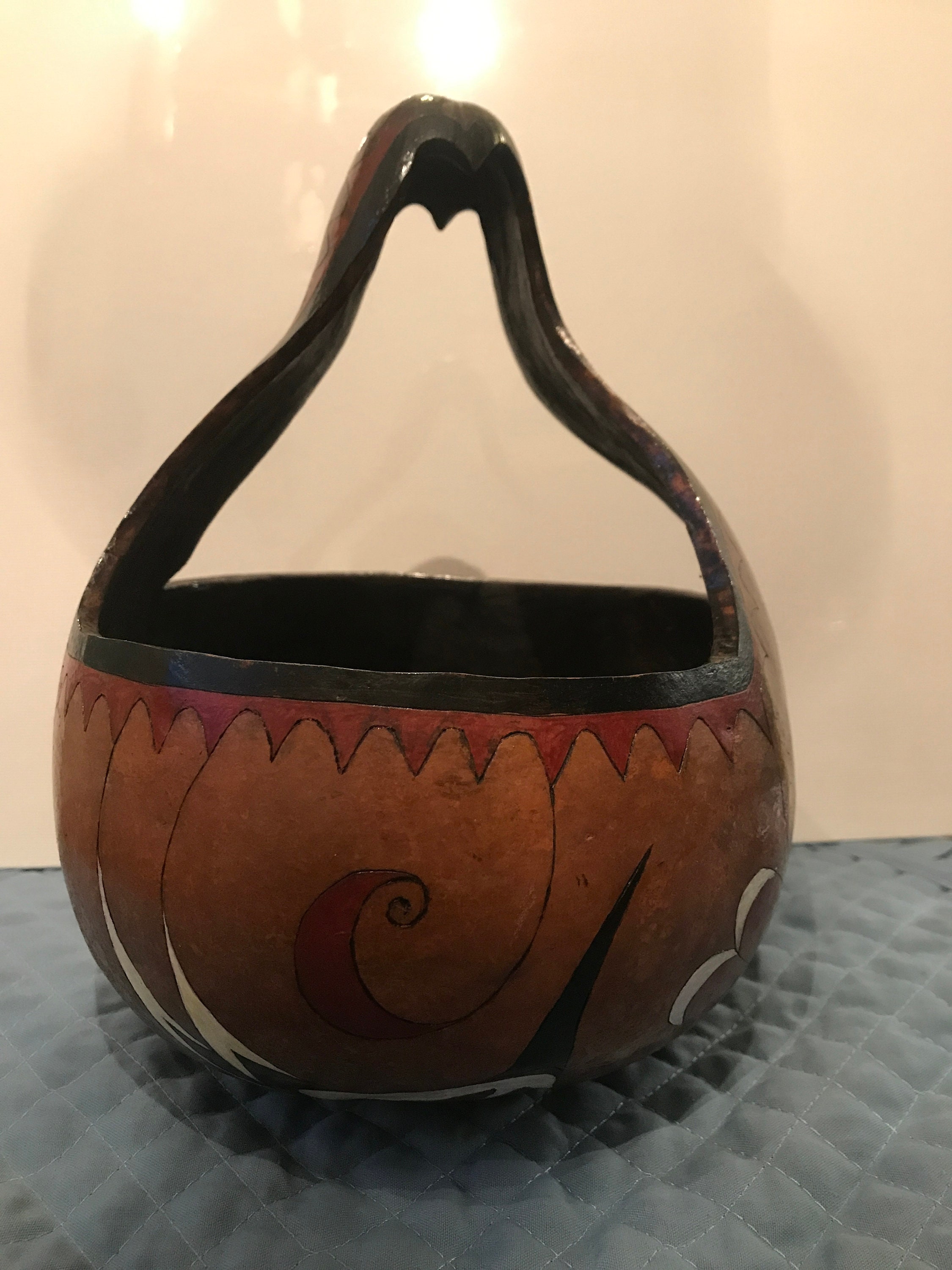 Hand Painted Gourd Basket - Etsy