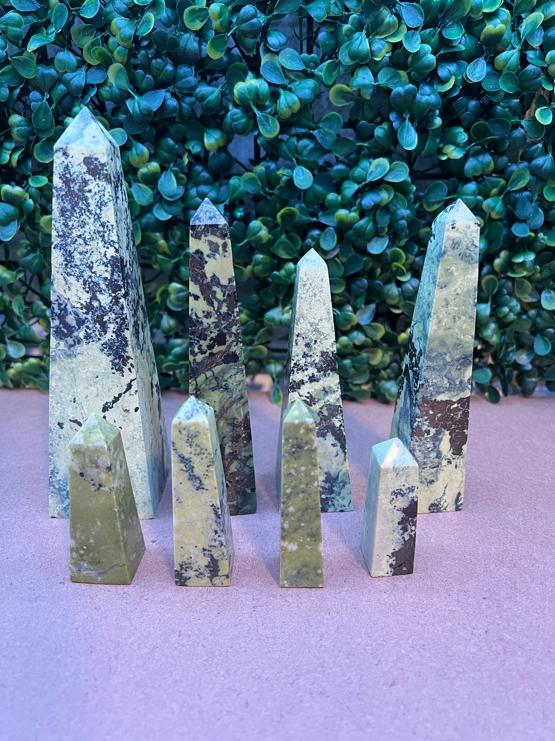 Serpentine Whit Pyrite Tower / Obelisk - Etsy