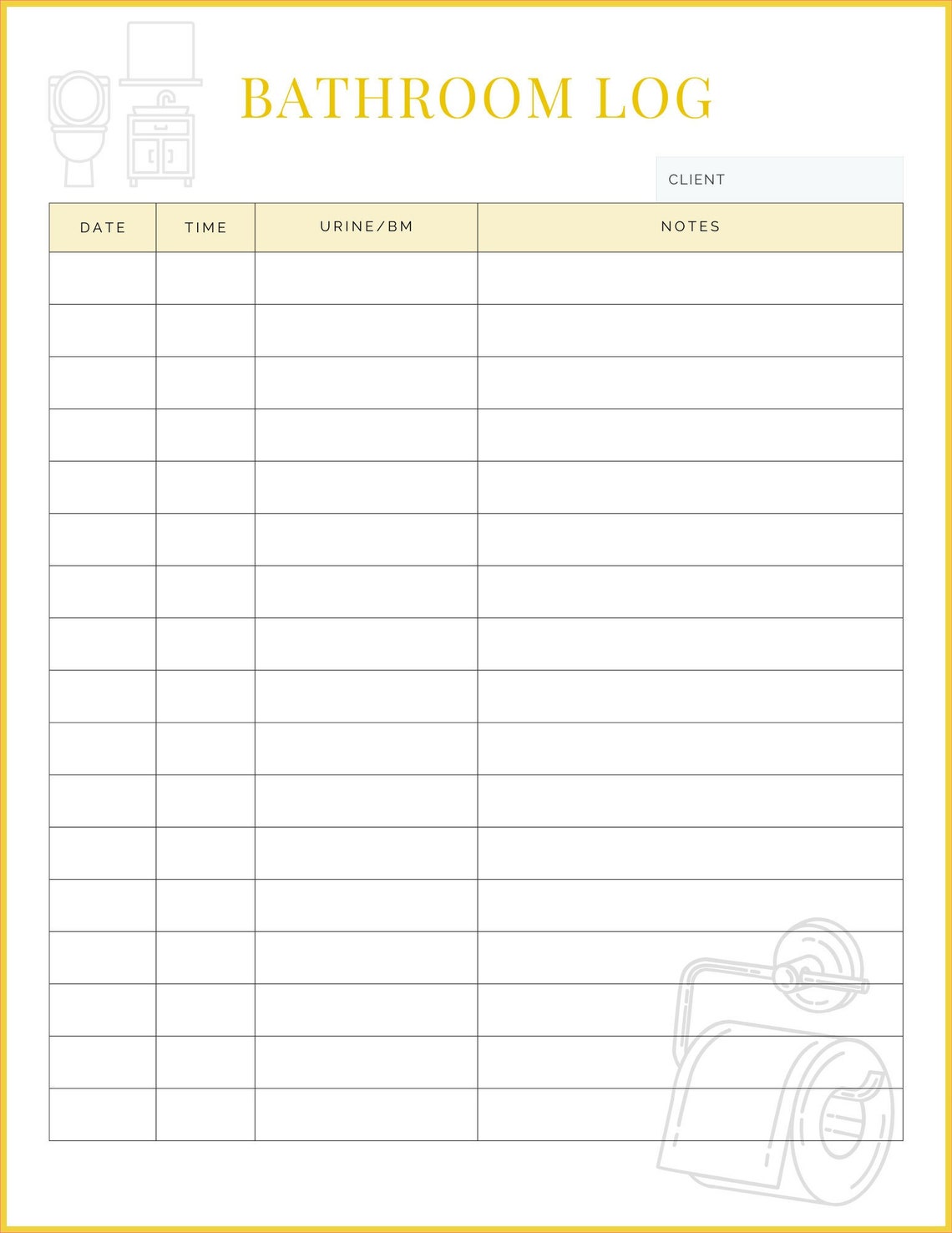 Bathroom Log for Caregivers - Etsy