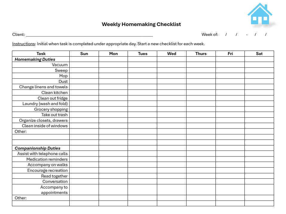 Weekly Homemaking Checklist - Etsy