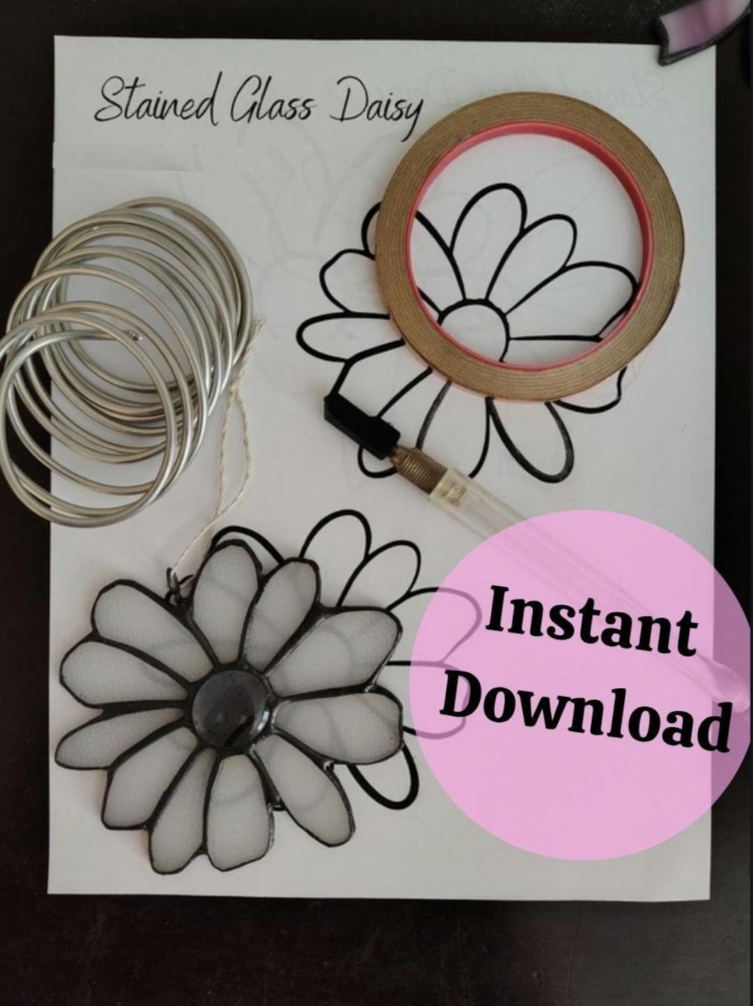 Stained Glass Pattern Bow Suncatcher Pattern Easy Pattern for Beginner ...