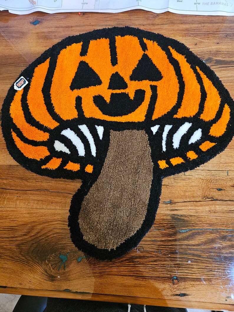 Tufted Mushroom Jack-o-lantern Rug - Etsy