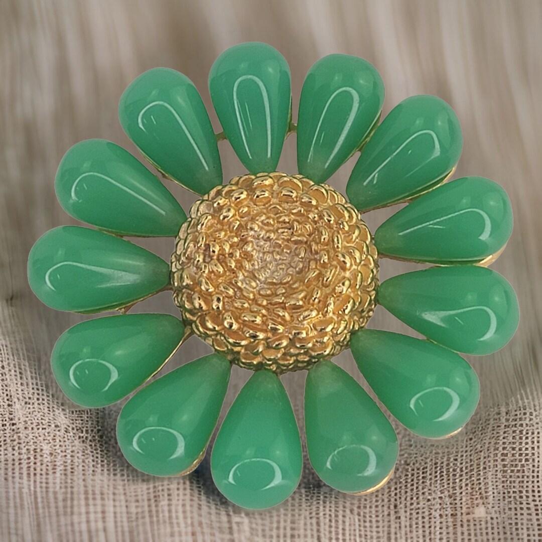 Rare Vintage Givenchy Brooch Paris Large Green Daisy Flower Brooch ...