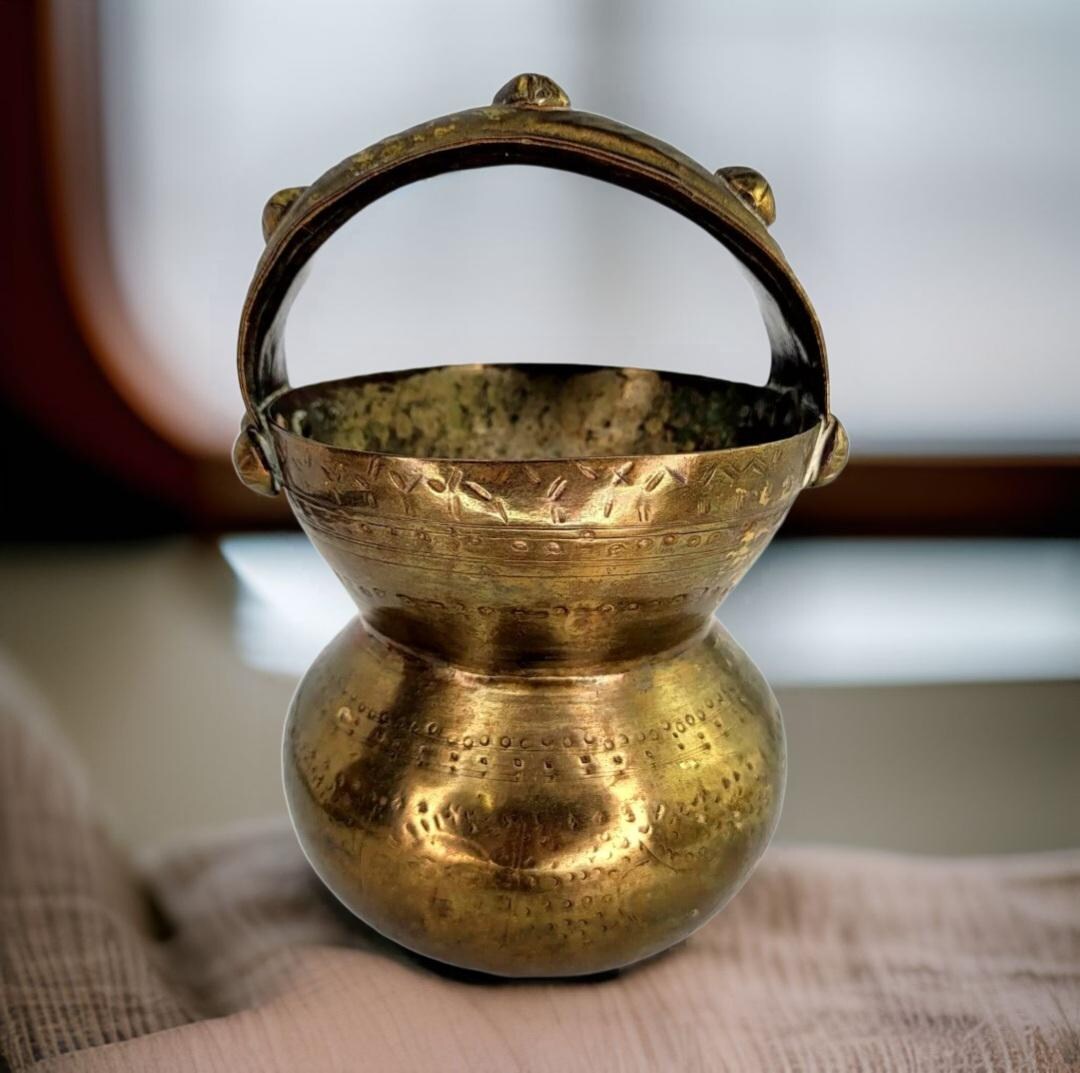Rare Antique Engraved Brass Holy Water Bowl Antique Priest's Holy Water ...