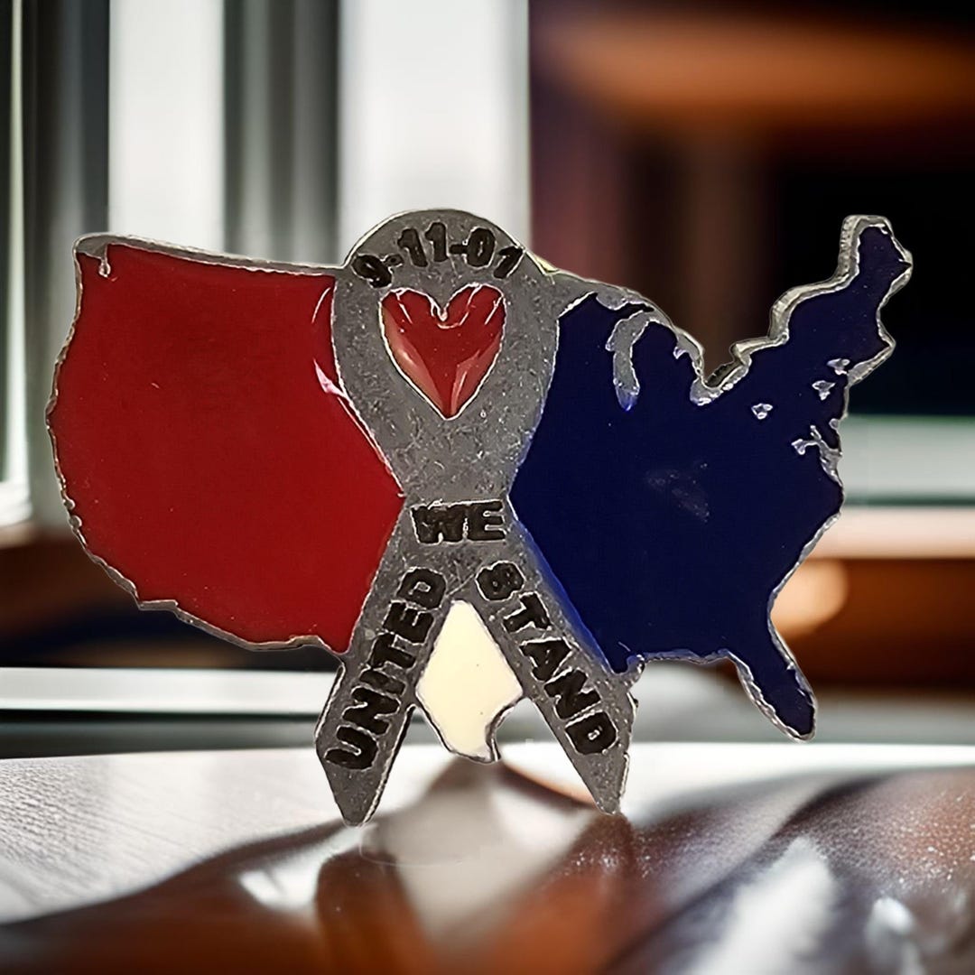 Vintage 9-11 Pin September 11th USA Pin 911 United We Stand Pin Red ...
