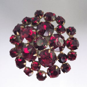 Vintage Ruby Red Brooch Bohemian Style Jewelry Retro Gold Tone Faux ...
