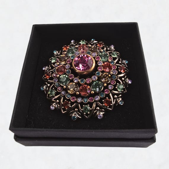 Vintage Joan Rivers Brooch Multicolor Dome Brooch Joa… - Gem