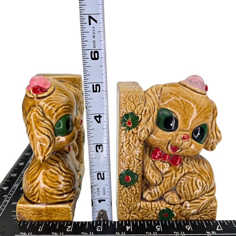 Vintage Big Eyed Puppy Dog Bookends Rare 1960s Kitschy Keane Style ...