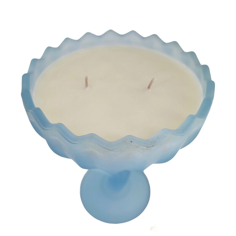 Vintage Glass Candle Indiana Satin Blue Lotus Flower Seaside Breeze ...