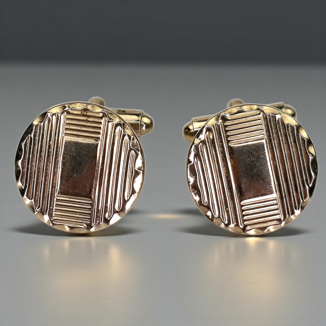 Vintage Gold Tone Geometric Design Midcentury Cufflinks Modernist ...