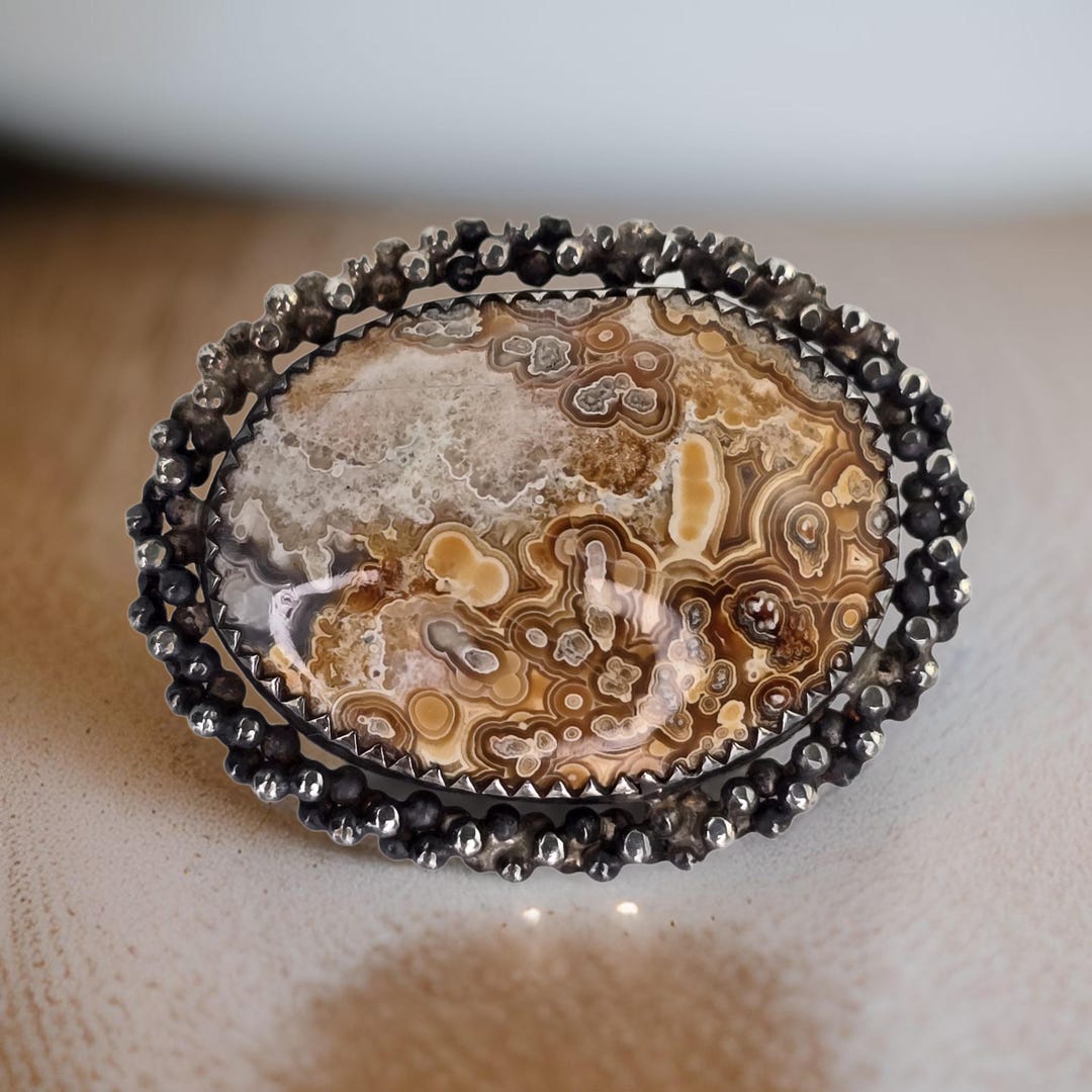 Vintage Sterling Silver Crazy Lace Agate Brooch Vintage Sterling Agate ...