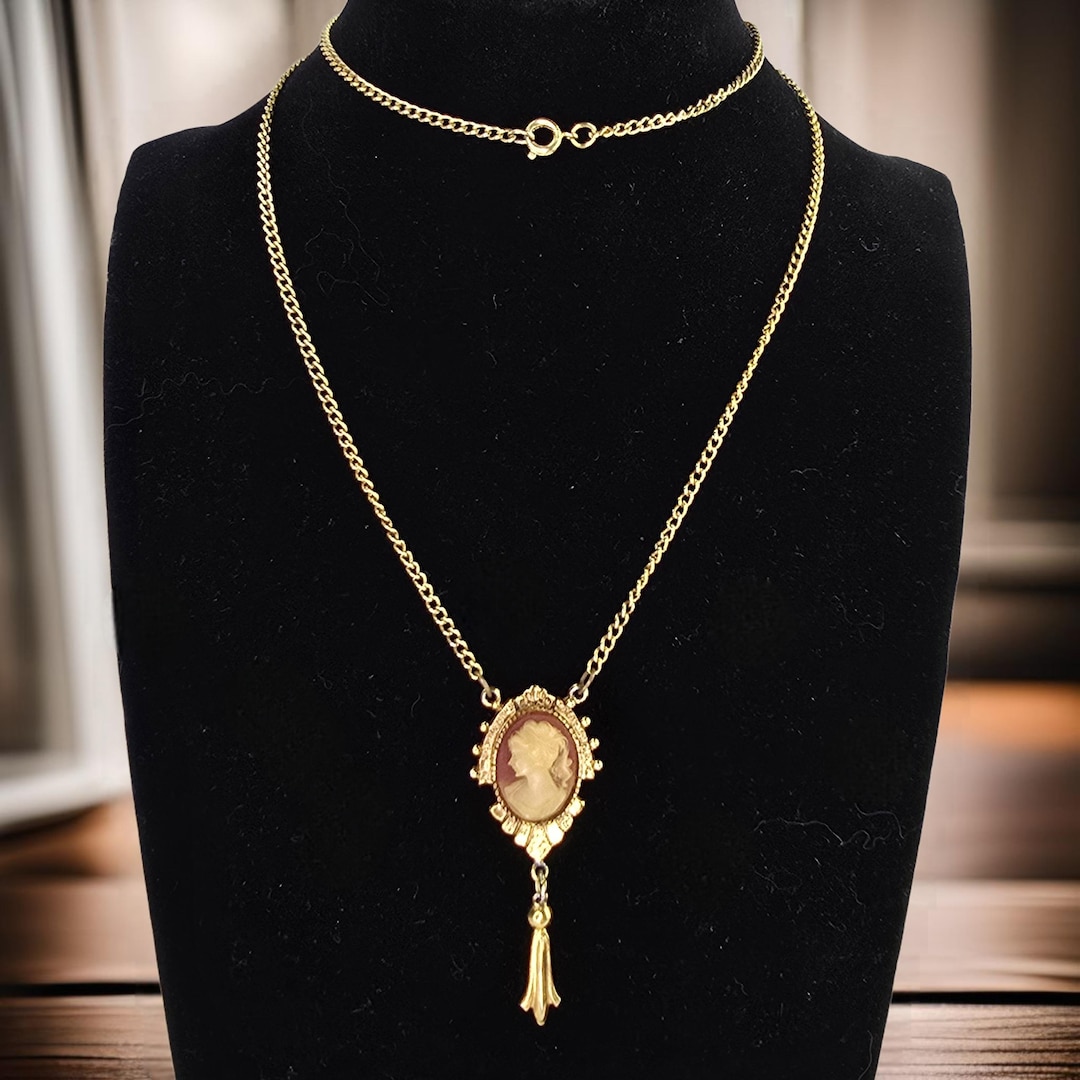 Vintage Cameo Necklace Signed Art Arthur Pepper Necklace Vintage Cameo ...