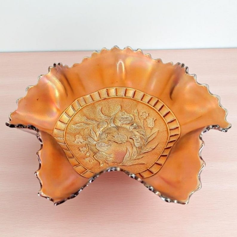 Antique Dugan Glass Marigold Carnival Glass Bowl Dugan Antique ...