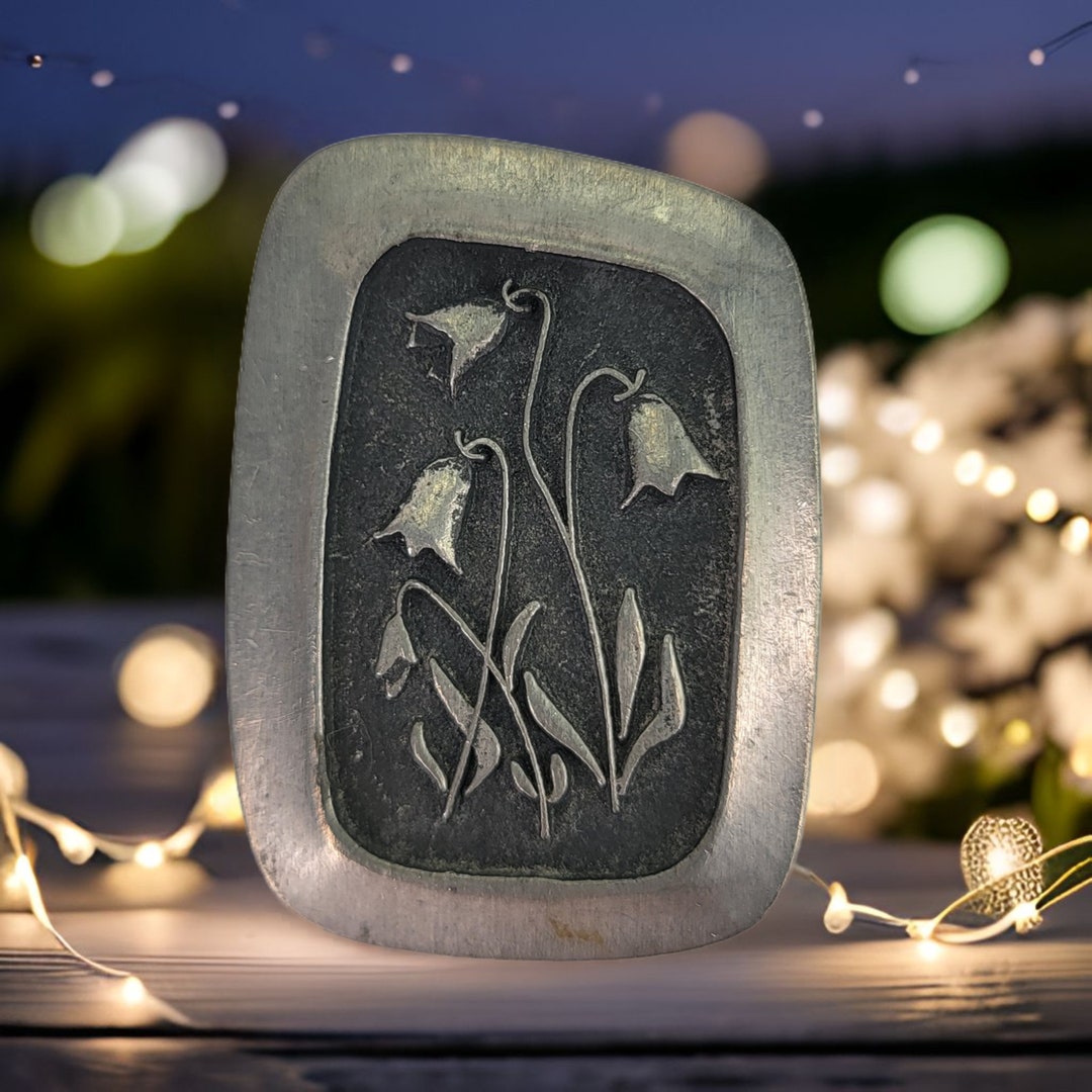 Signed Swedish Tulips Brooch Vintage 1950s Sweden Handmade Pewter ...