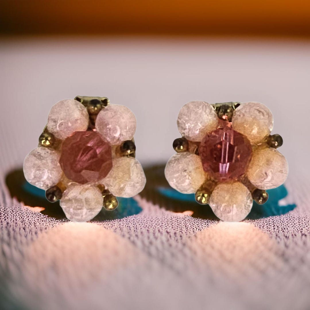 Vintage Lisner Earrings Pink Flower Vintage Earrings Signed Designer ...