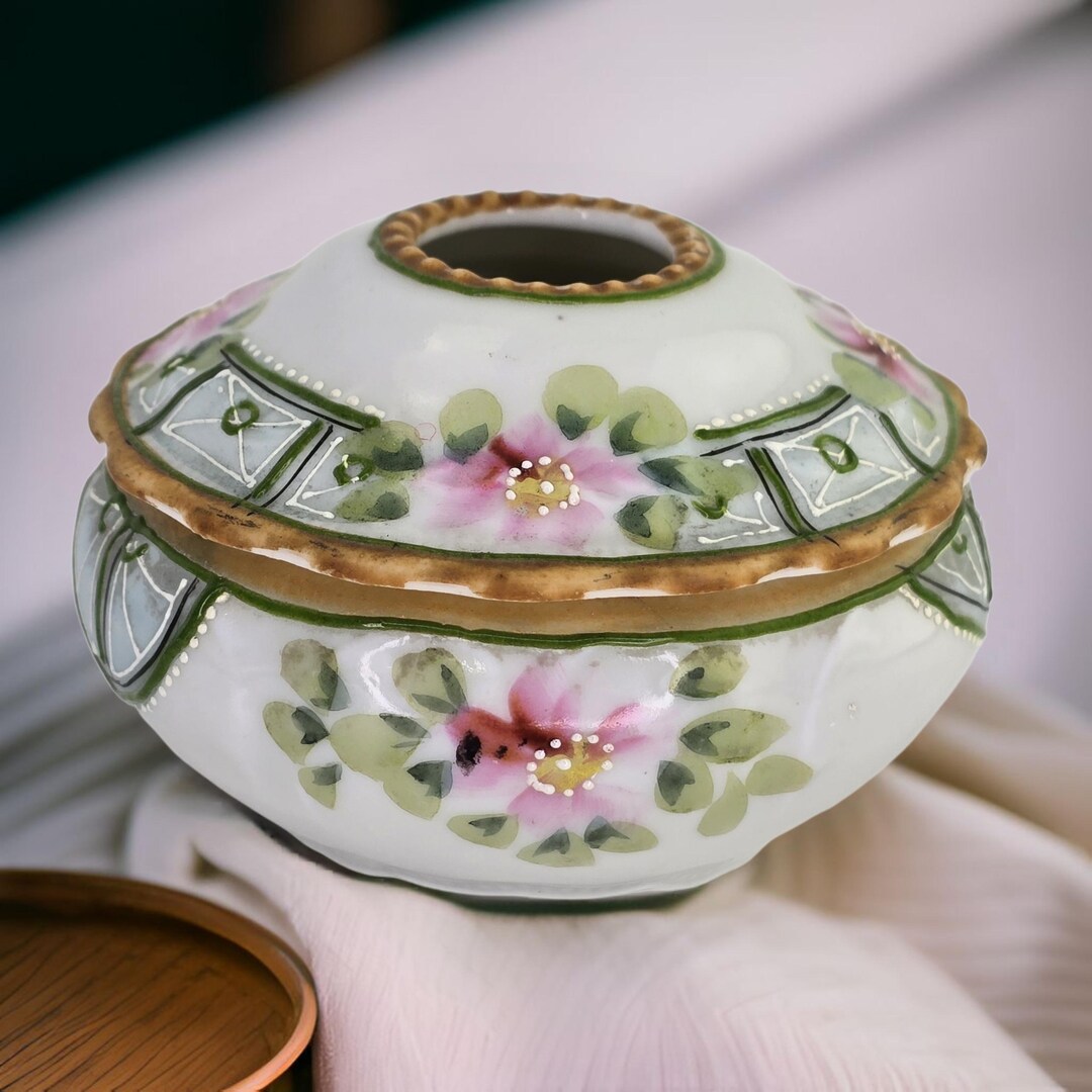 Antique Victorian Hair Receiver Porcelain Hand Painted Nippon Hair ...