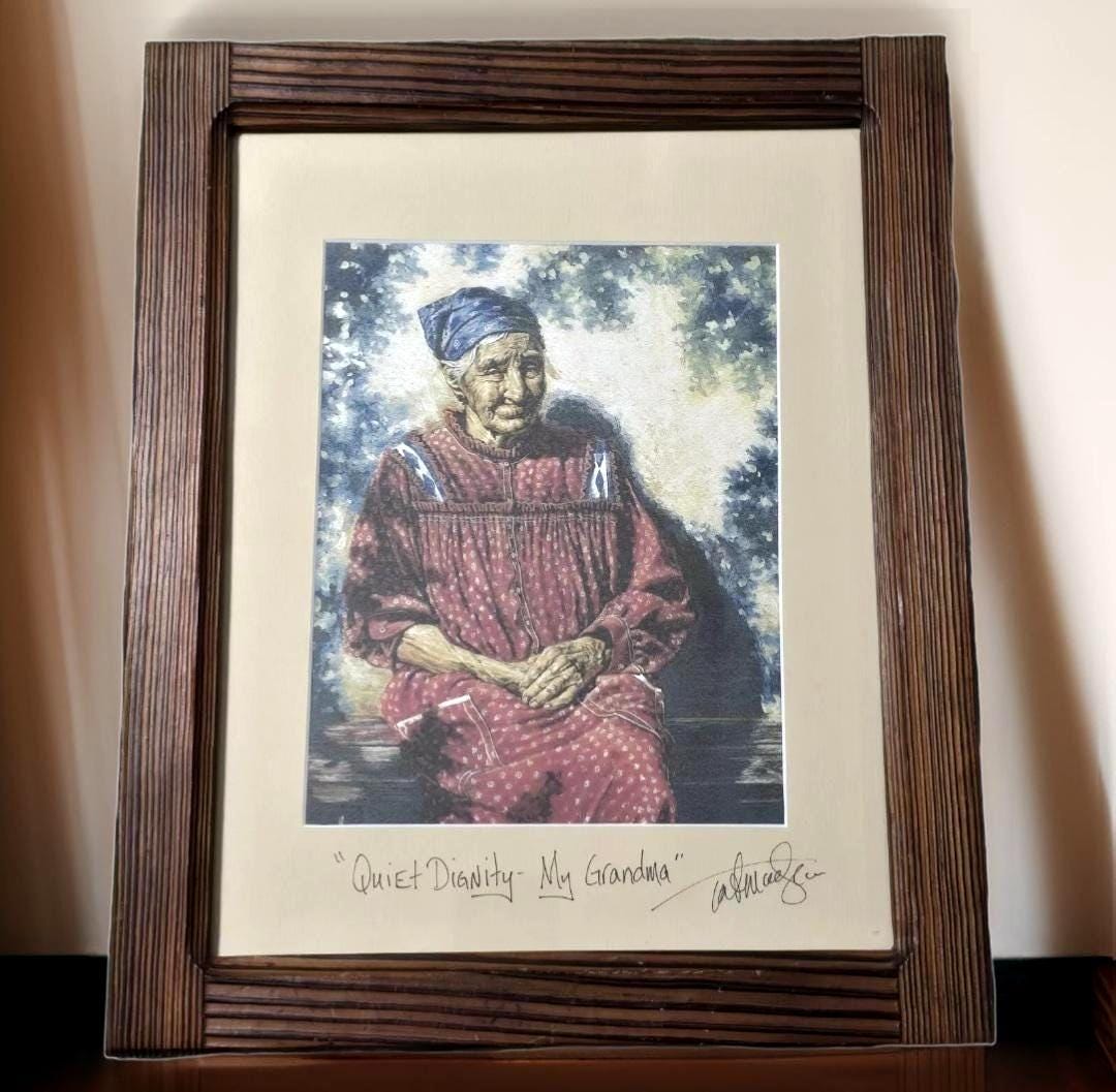 Vintage Native Signed Art Quiet Dignity My Grandma by Talmadge Davis ...