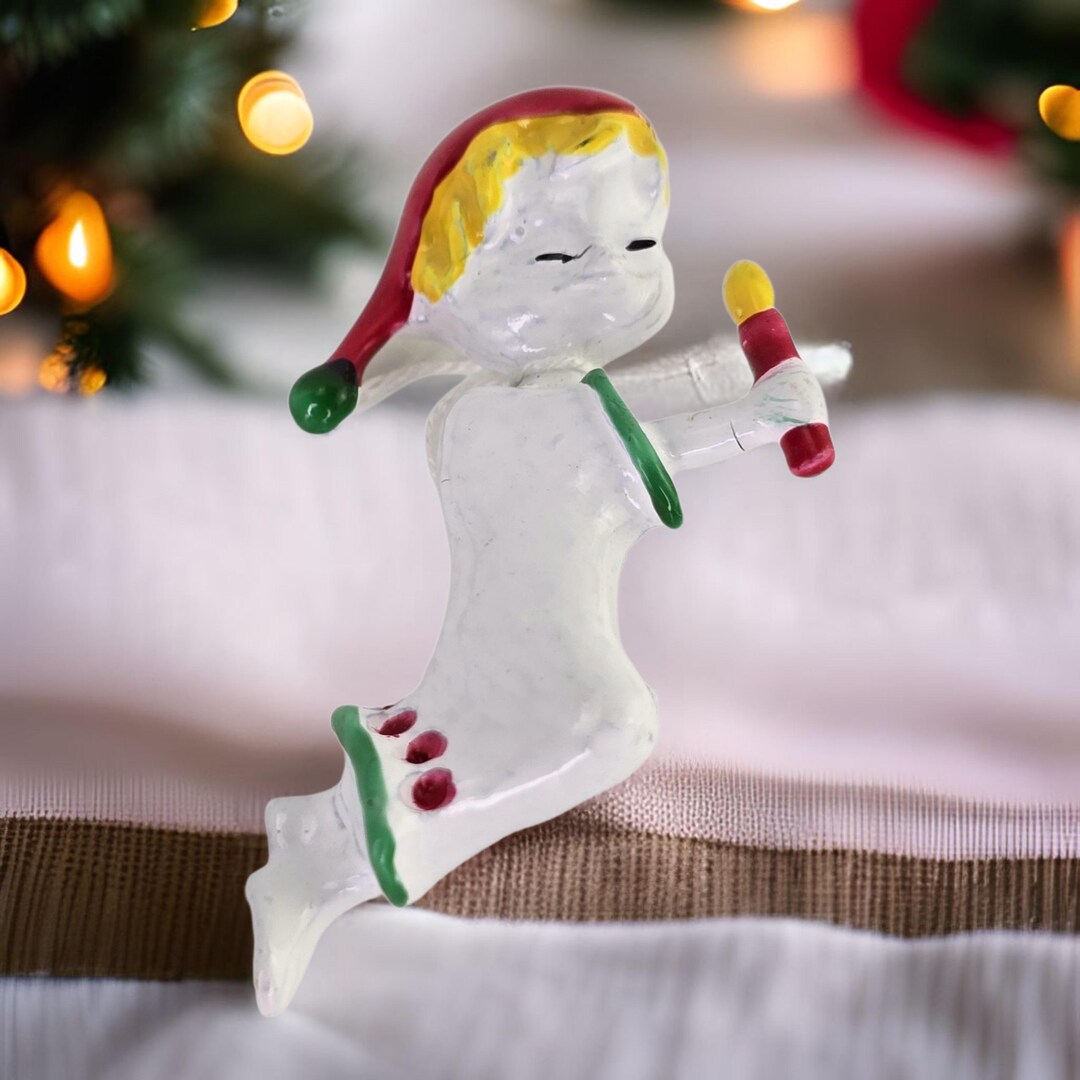 Vintage Holiday Pin 50s Christmas Brooch Child With Candle Pin Retro ...