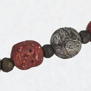Antique Beaded Ojime Japanese Necklace Mother of Pearl Inlay Carved ...