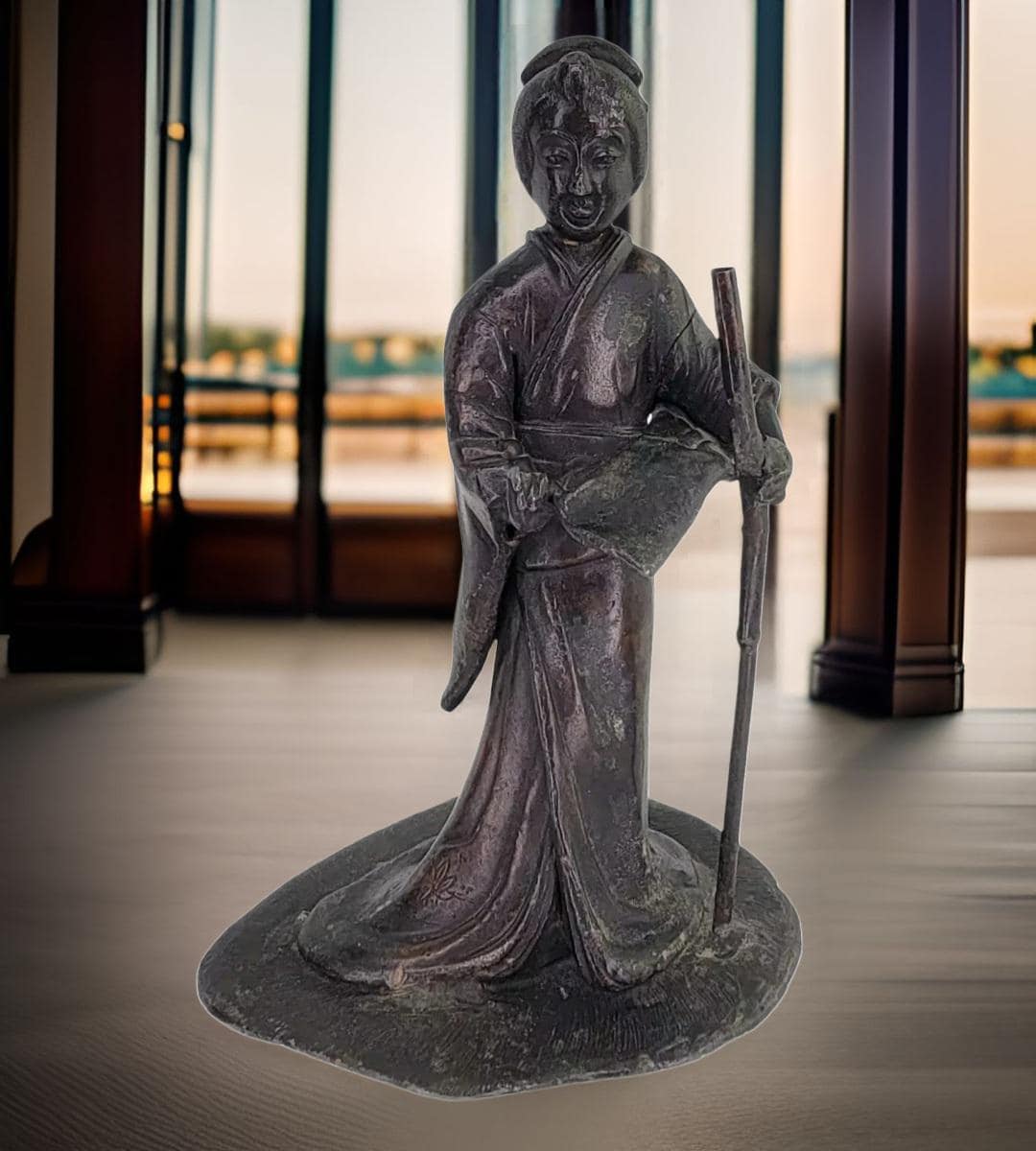 Antique Japanese Meiji Bronze Statue Antique Bronze Sculpture of Woman ...