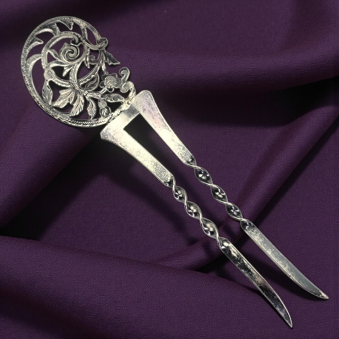 Antique Signed Sterling Silver Victorian Art Nouveau Hair Comb Pick ...