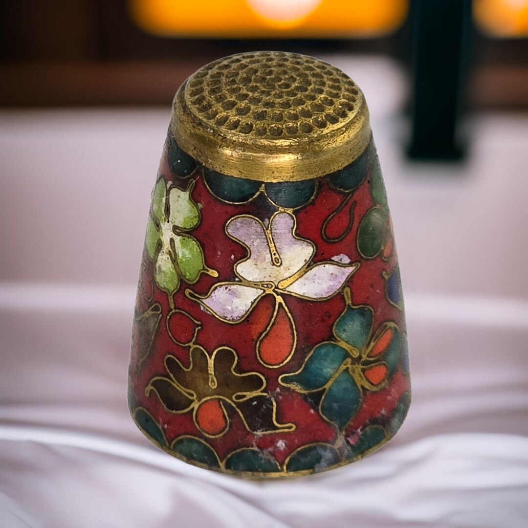 Vintage Cloisonne Thimble Brass Vintage Chinese Thimble Vintage Sewing ...