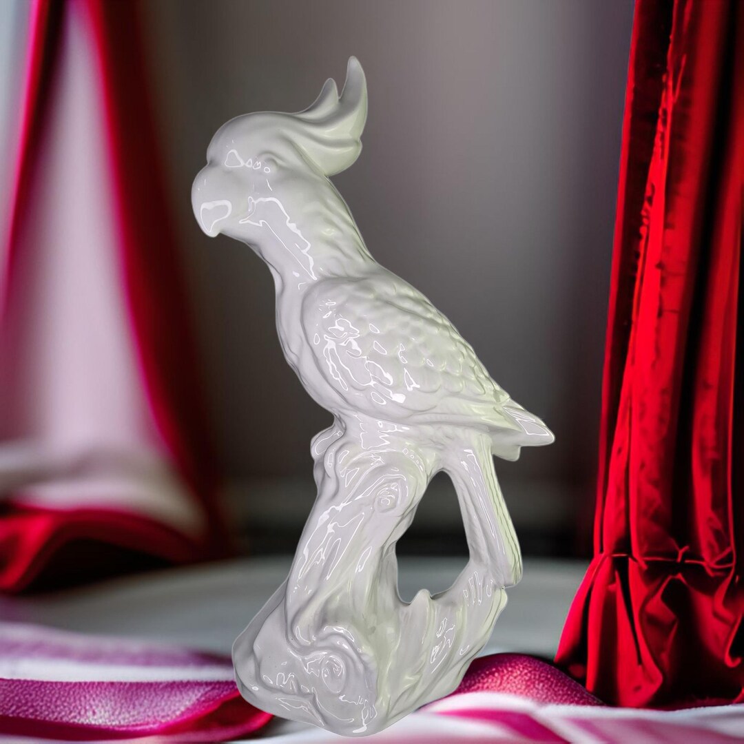 Vintage Large 18" Hollywood Regency Cockatoo Parrot Statue Vintage ...