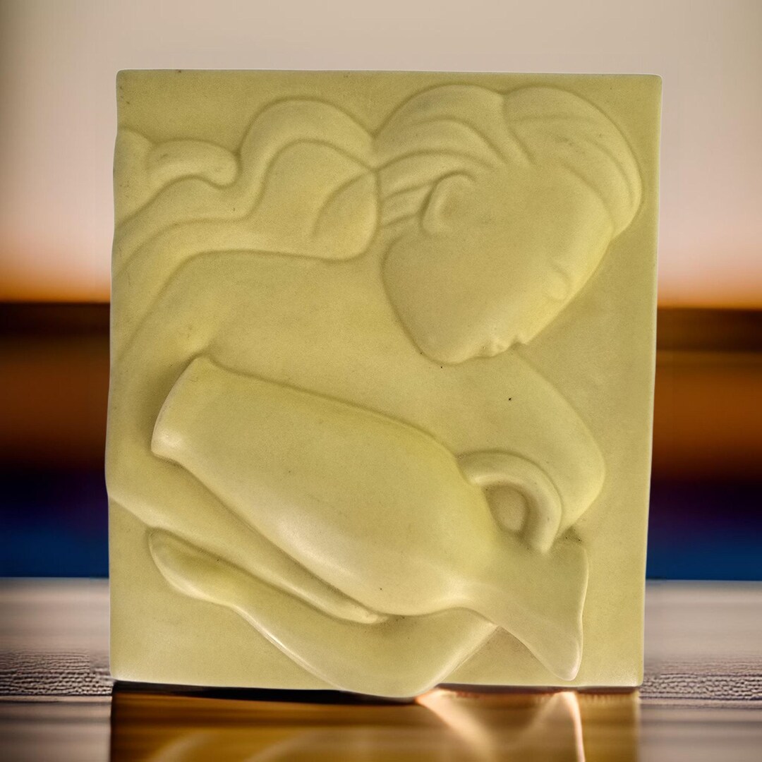 Donna Polseno Art Deco 3D Relief Ceramic Art Tile Vintage Art Deco Wall ...