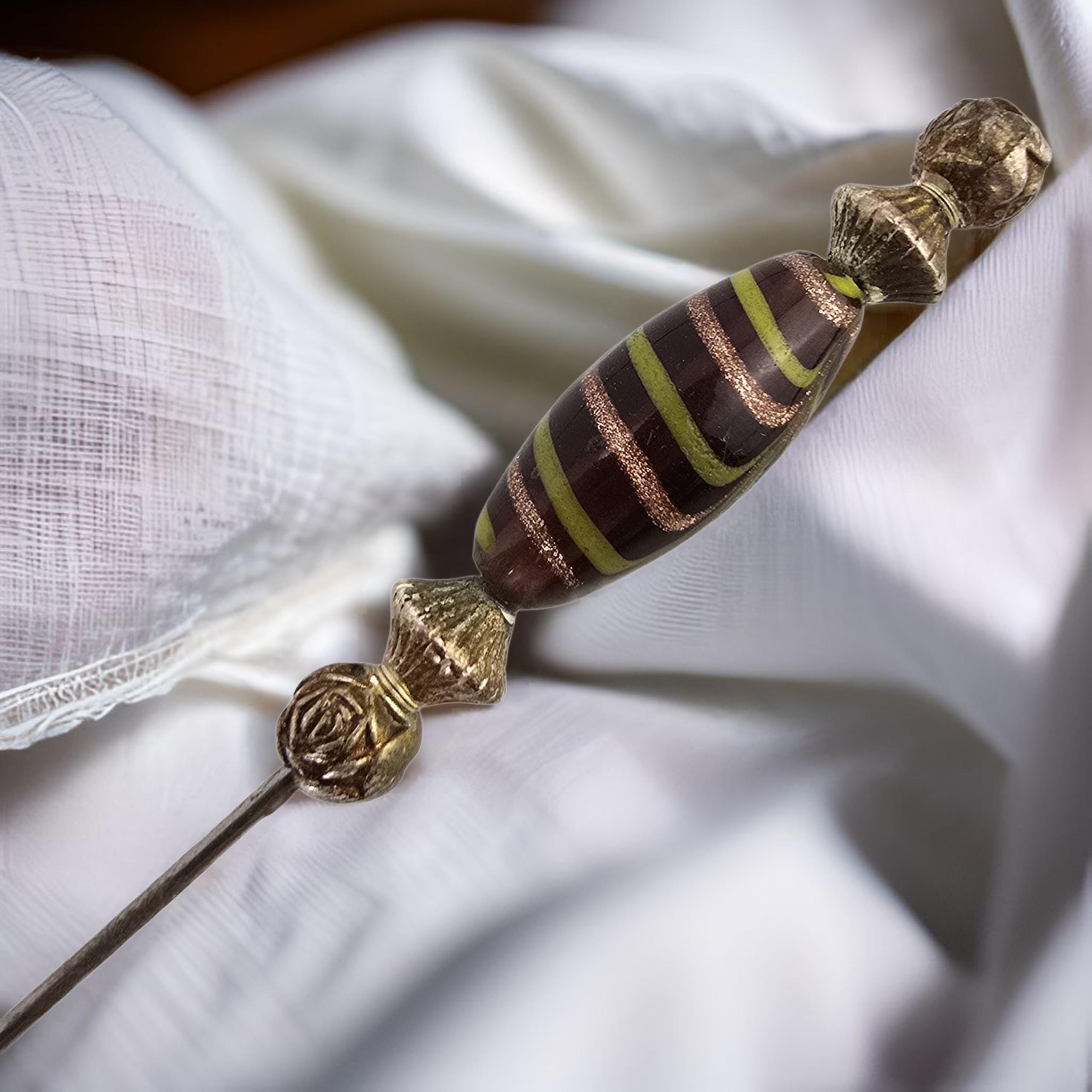 Vintage Hat Pin Multicolor Glass Stick Pin Long Hat Pin Vintage Glass ...