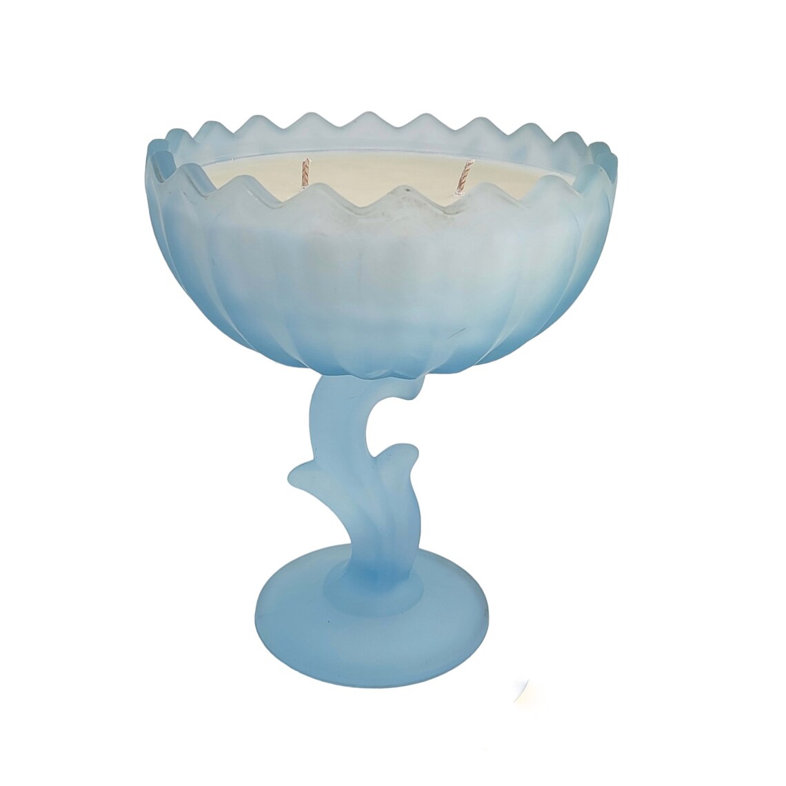 Vintage Glass Candle Indiana Satin Blue Lotus Flower Seaside Breeze ...