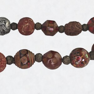Antique Beaded Ojime Japanese Necklace Mother of Pearl Inlay Carved ...