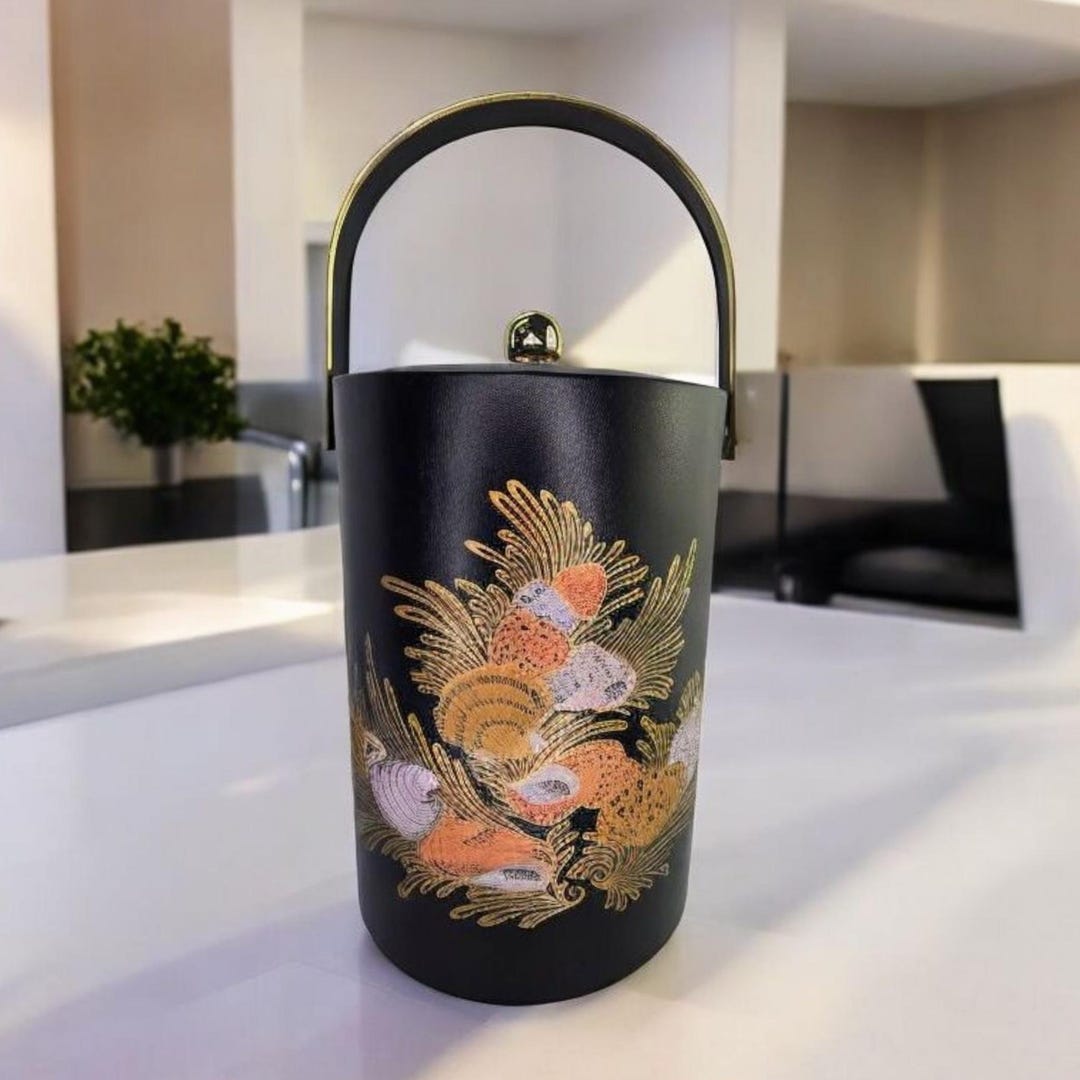Vintage Midcentury Modern Ice Bucket Couroc Monterey CA Tall Ice Bucket ...