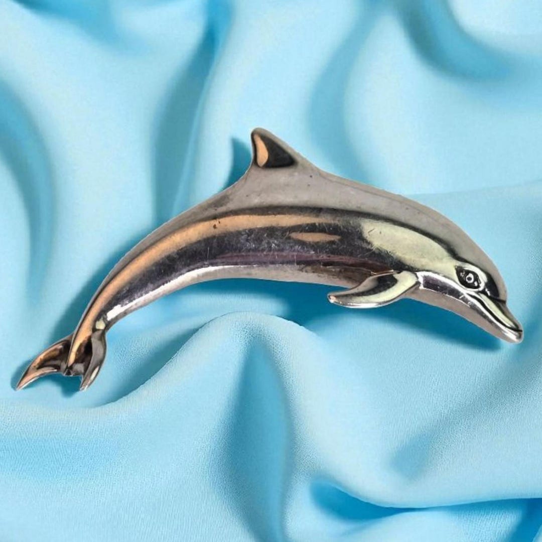 Vintage Kabana Signed Sterling Silver Dolphin Brooch Signed 925 Dolphin ...