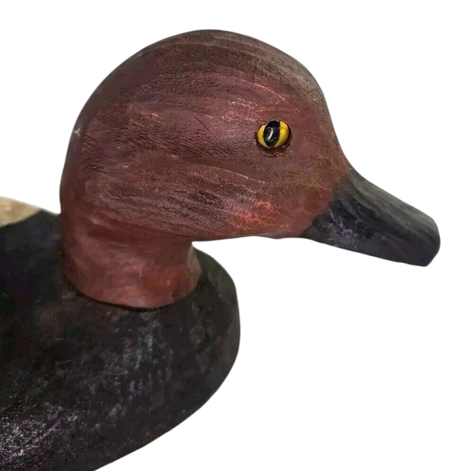 Primitive Antique Hand Carved Glass Eye Canvasback Wooden Duck Decoy ...