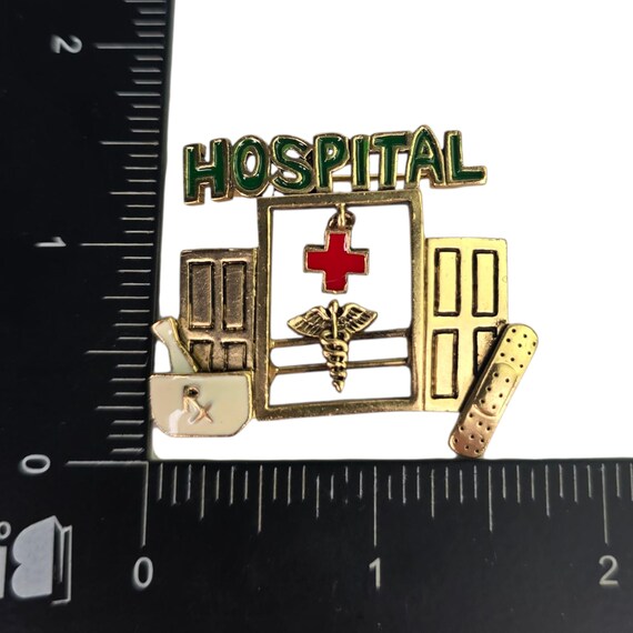 Vintage Hospital Brooch Gold Tone Articulated Slide H… - Gem