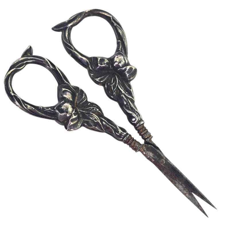 Antique Art Nouveau Sterling Silver Sewing Scissors Antique Victorian ...