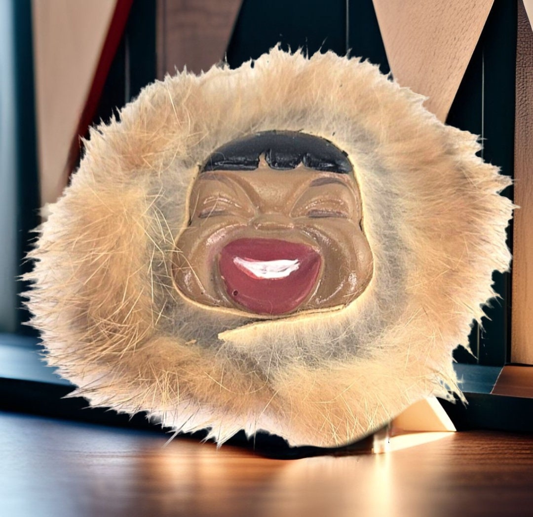 Vintage Eskimo Brooch Midcentury Alaska Eskimo Pin Hand Carved Brooch ...