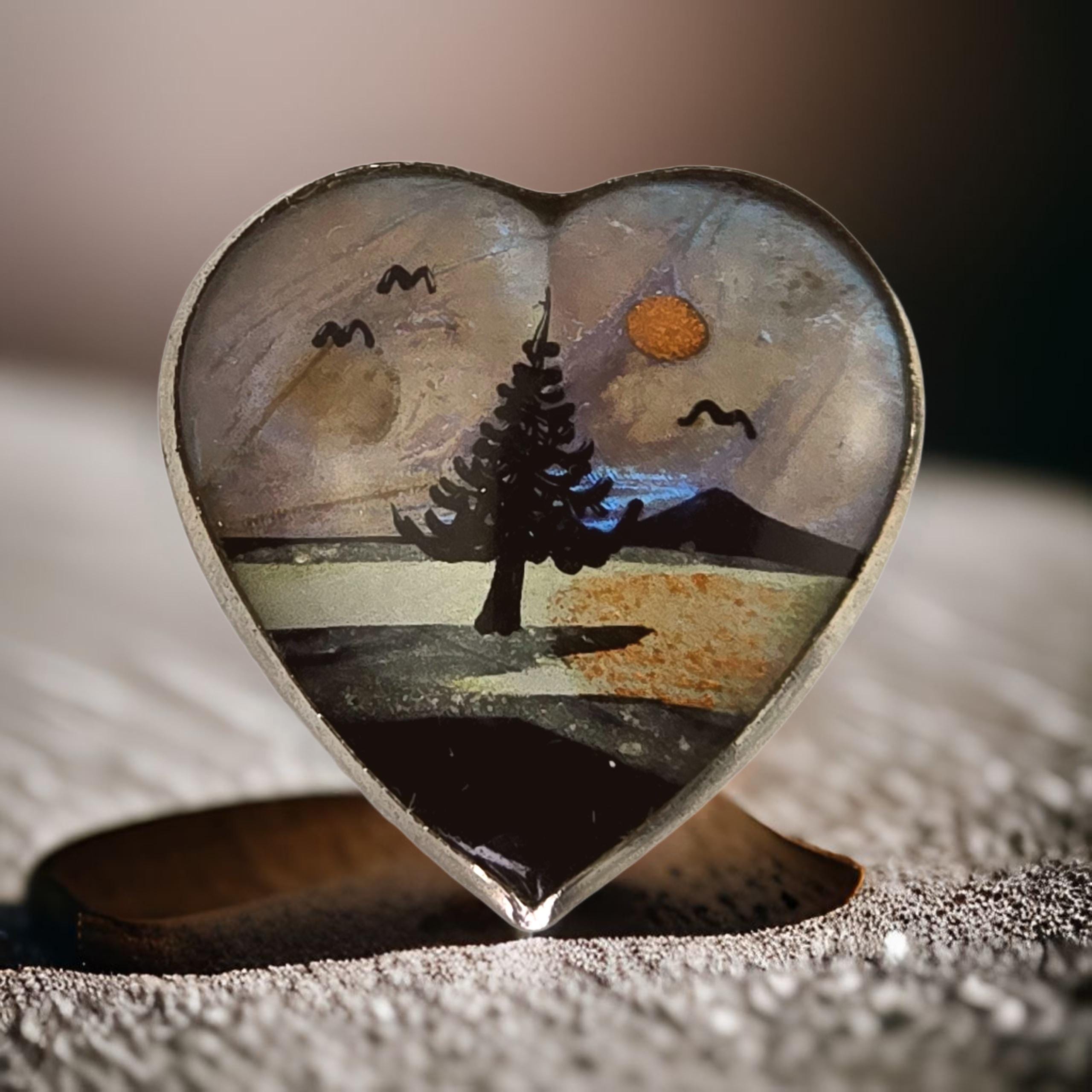 Vintage Heart Brooch Art Deco Morpho Butterfly Wing Brooch Reverse ...