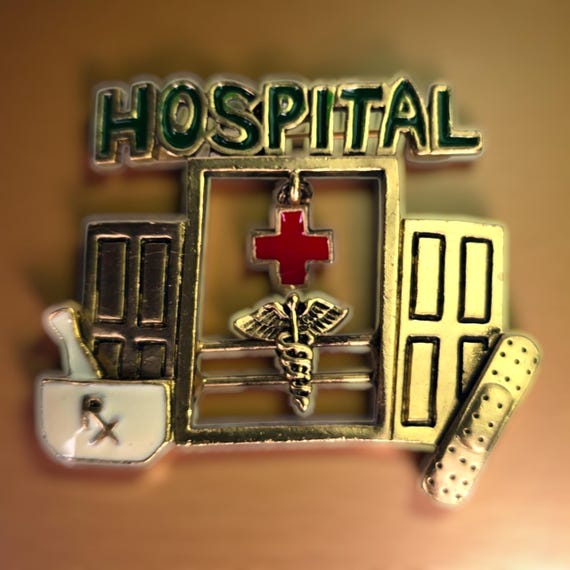 Vintage Hospital Brooch Gold Tone Articulated Slide H… - Gem