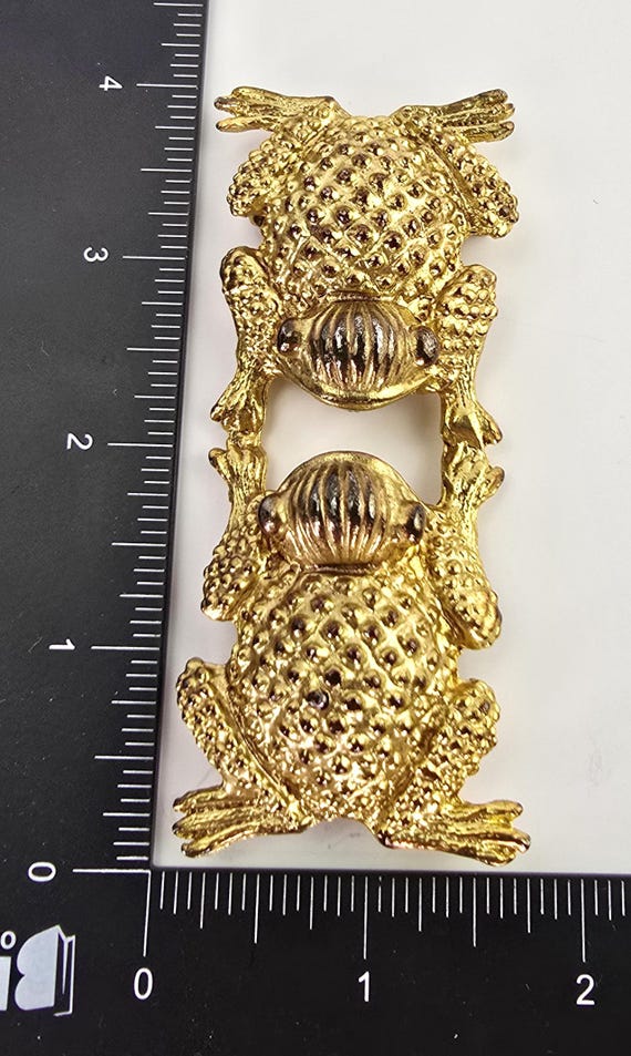 Vintage Frog Belt Buckle Gold Tone Hollywood Regency … - Gem